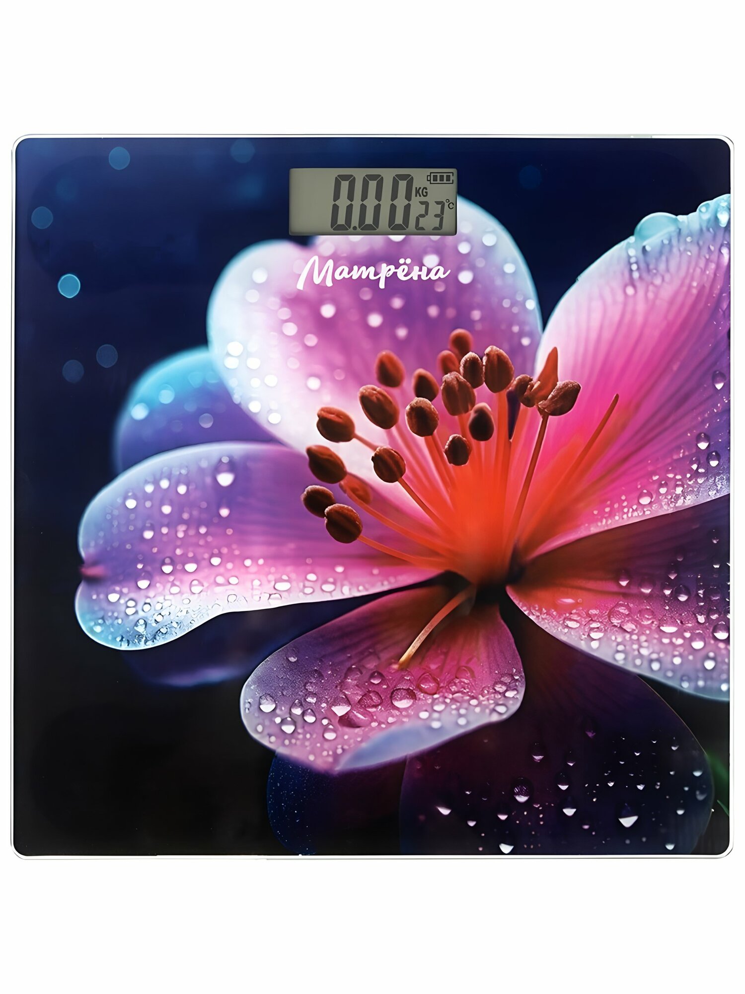 Весы напольные электронные Матрена MA-032B, стекло, до 150 кг, точность 50 г, розовые, LCD-дисплей, 26х26 см