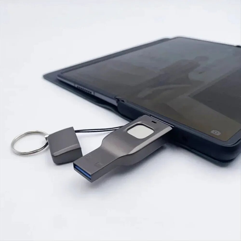 Металлическая флешка OTG USB3.0 Type C 64G со сканером отпечатков пальцев