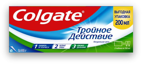 Зубная паста Colgate Тройное действие Натуральная мята 100 мл + 100 мл