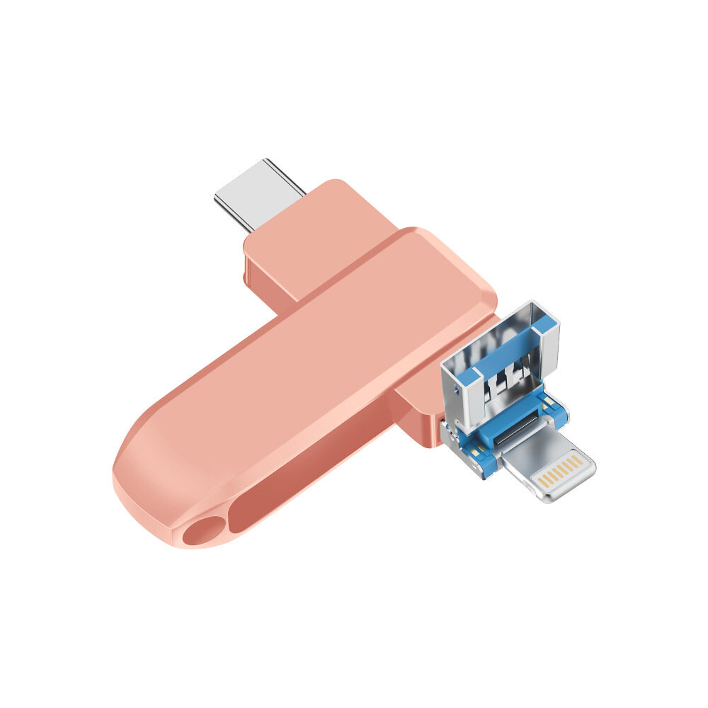 Многофункциональная USB-флешка объемом 1 ТБ для мобильных телефонов и компьютеров, совместимая с Apple, Type-C, Android, флешка 4-в-1, большая емкость 2 ТБ.