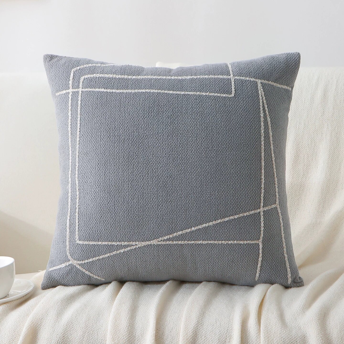 Чехол из хлопкового ченелли, 45x45 см, темно-серый, современный аксессуар для дивана