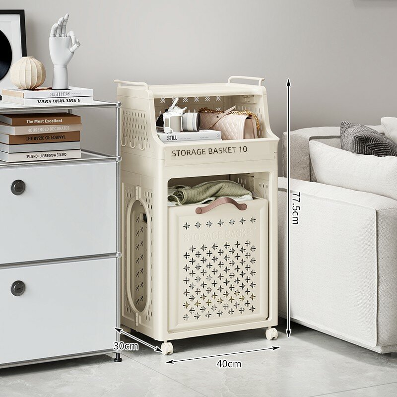 Кремовая белая корзина для белья с 3 ярусами, разделенная конструкция, с вешалкой для ванной