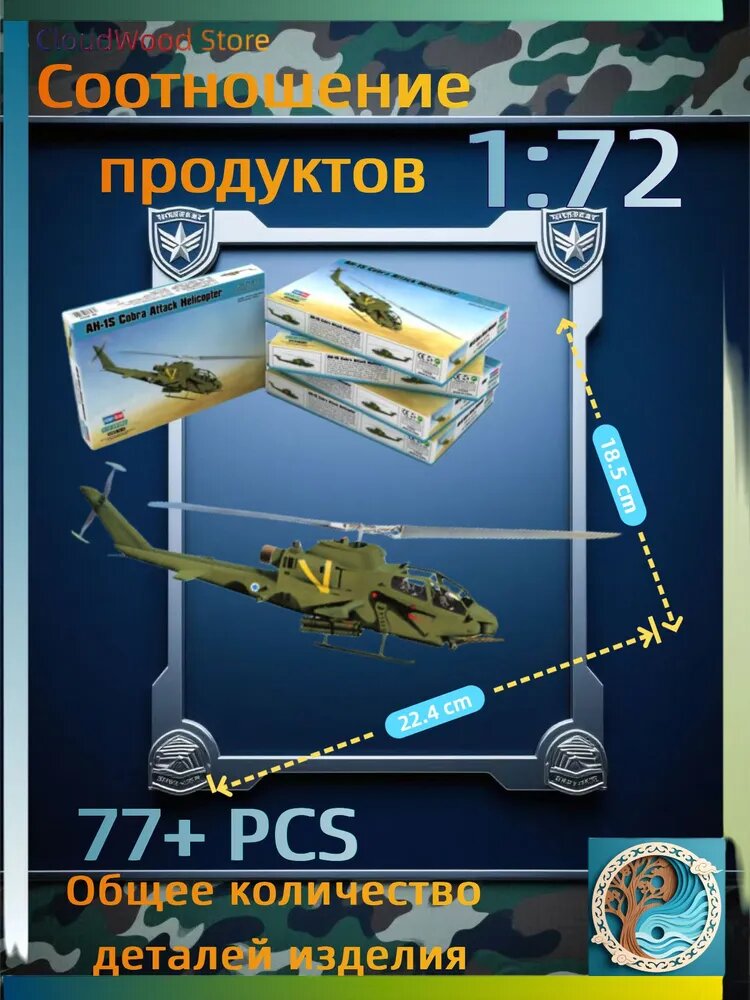 Hobbyboss 87225 1:72 Американский ударный вертолет AH-1S "Кобра"Сборка моделей самолетов