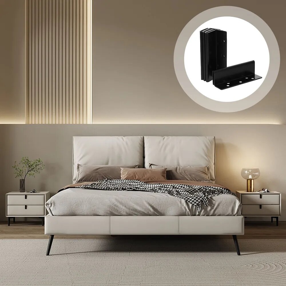 Стяжка мебельная металлическая черная для крепления стоек кровати, длина 9.73 см