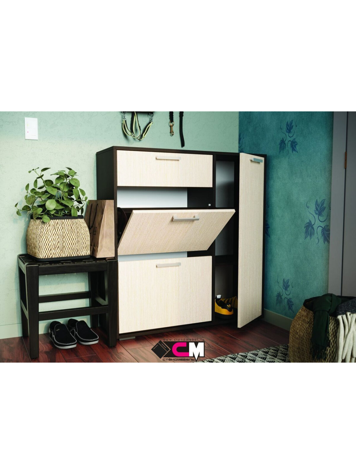 Обувница "Дели-4 венге" Huge Mebel. Ширина 960 Высота 1020. Обувницы