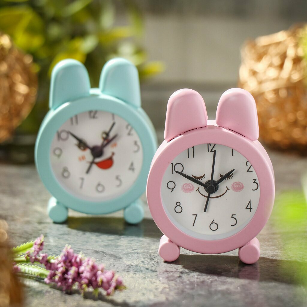 Часы-будильник портативные детские Заяц Y4-5207, миниатюрные комнатные хронометры для спальни, декор в помещение, 5х5х6 см