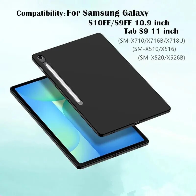 Чехол для Huawei Samsung Galaxy Tab S10 FE 10.9 дюйма 2025, Galaxy Tab S9 FE 10,9 дюйма, Galaxy Tab S9 11 дюйма с антиударным аэроамбушюром, силиконовая мягкая ТПУ-оболочка для планшетов-Чёрный