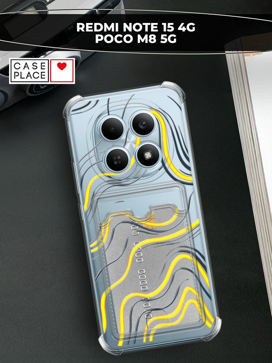 Чехол на Redmi Note 15 4G/Poco M8 5G (Редми Нот 15/Поко М8 5G) с картой и принтом Золотые нити