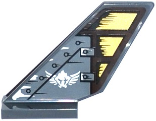 Tail Shuttle with Rivets, Wooden Rudder and White Winged Skull Pattern on Both Sides (Stickers) - Set 70747, 6239pb051 Dark Bluish Gray U