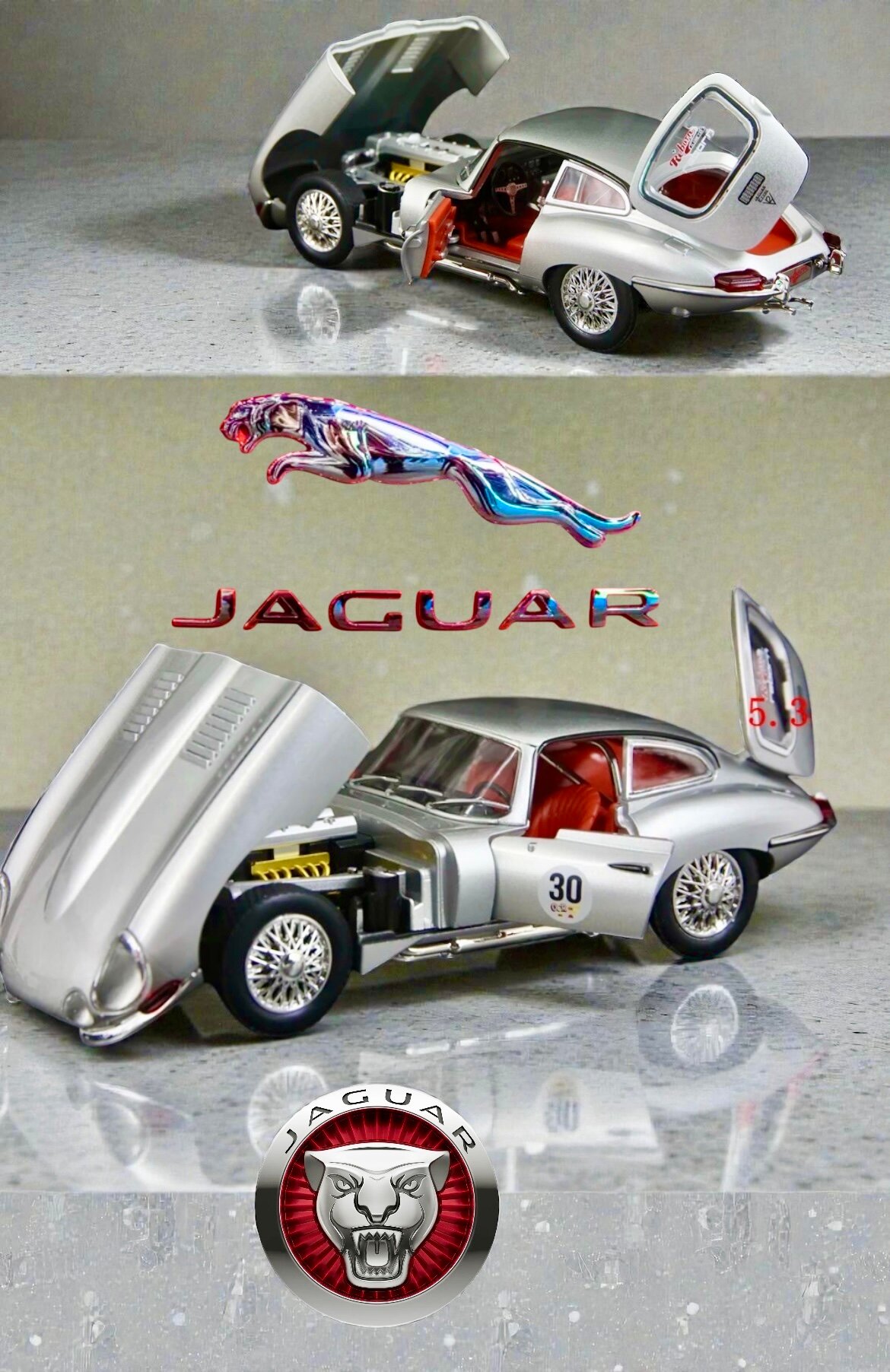 Коллекционная масштабная модель Jaguar E-Type 1961 1:24 (металл, свет, звук)