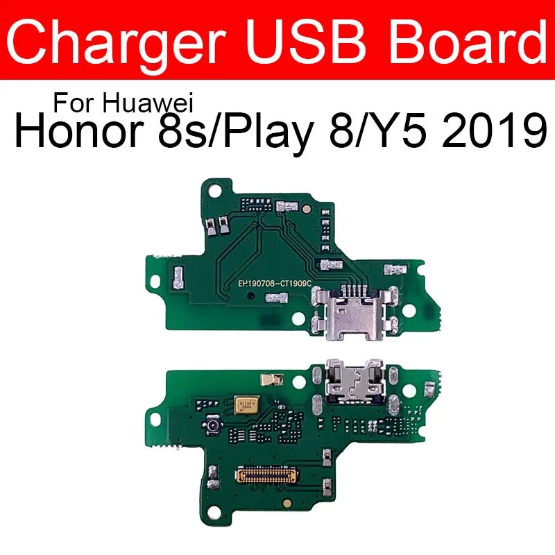 USB-плата зарядного устройства для Huawei Honor 8s Play 8 Y5 2019, USB-разъем для зарядки, разъем, плата, замена гибкого ленточного кабеля