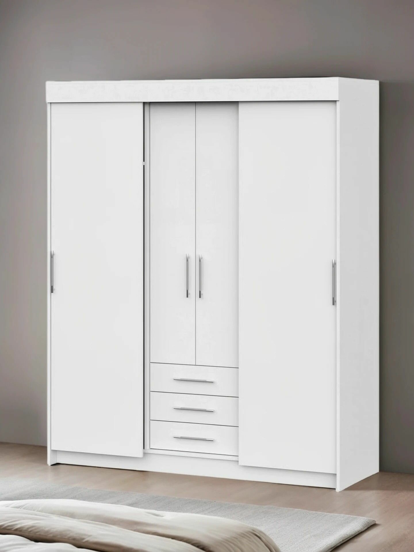 Шкаф-купе Фортуна без зеркал 170*220*60, белый древесный с ящиками