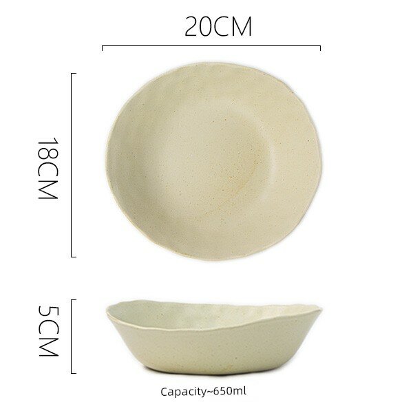 Ручная работа из грубой глины, необычное асимметричное блюдо для салатов и десертов, экологичная керамическая посуда, 1