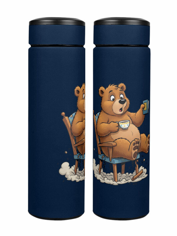 Термос «Медведь в маленьком кресле» (темно-синий)
