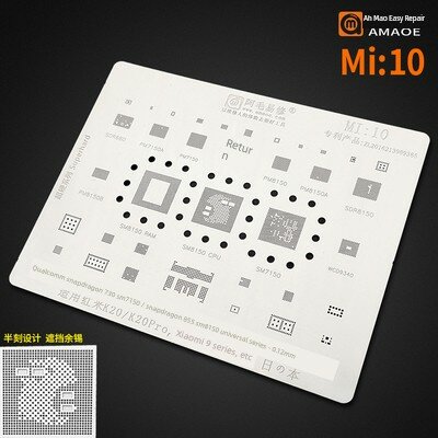Паяльная трафаретная насадка Amaoyixiu для Xiaomi, подходит для серий Xiaomi 8/9/10, Redmi K20/K30/Pro. 【Ми: 10】Сеть