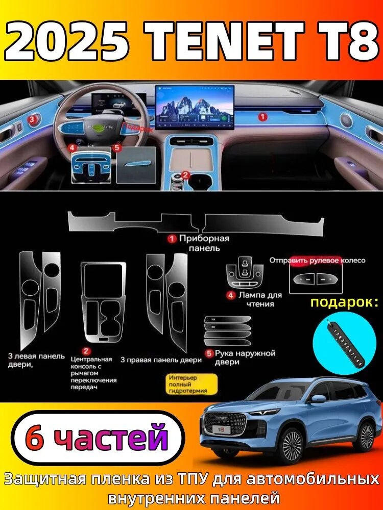 2025 TENET T8 Защитная пленка из ТПУ для автомобильных внутренних панелей, tenet t8 Автозапчасти