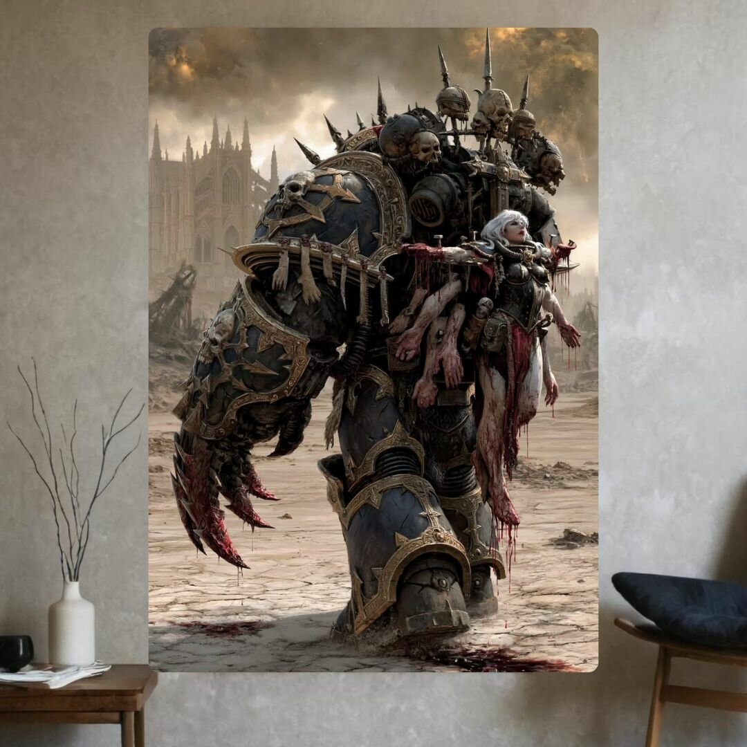 Картина на металле Космодесантник Хаоса, Warhammer 40 000, 20*30см