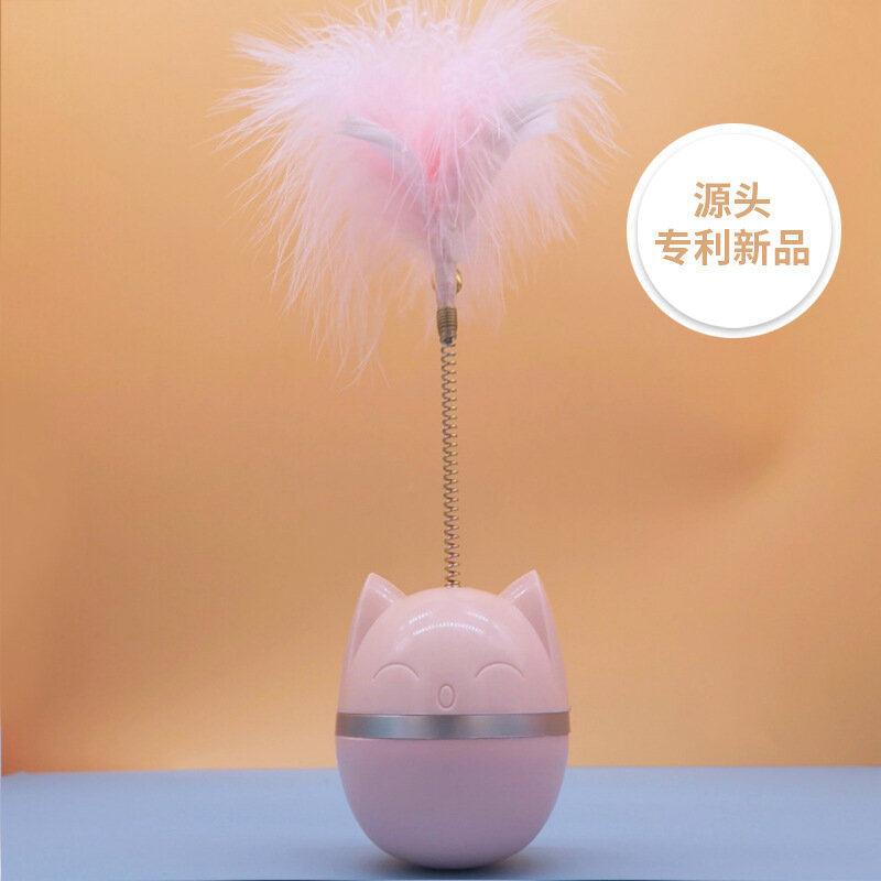 Неваляшка для кошек с натуральными перьями, игрушка для кошек неваляшка, интерактивная игрушка дразнилка для кошек и котят с перьями