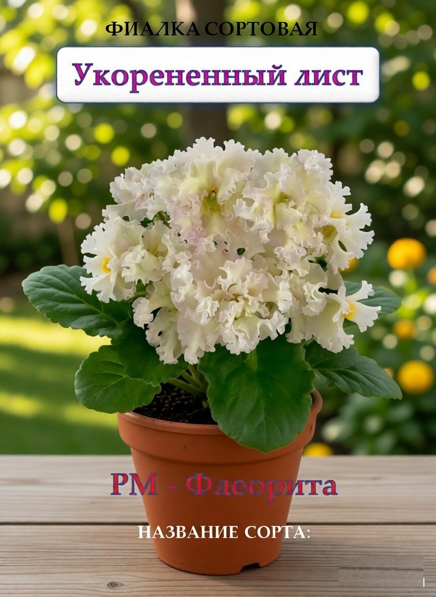 Фиалка комнатная сорт РМ-Флеорита (укорененный лист)