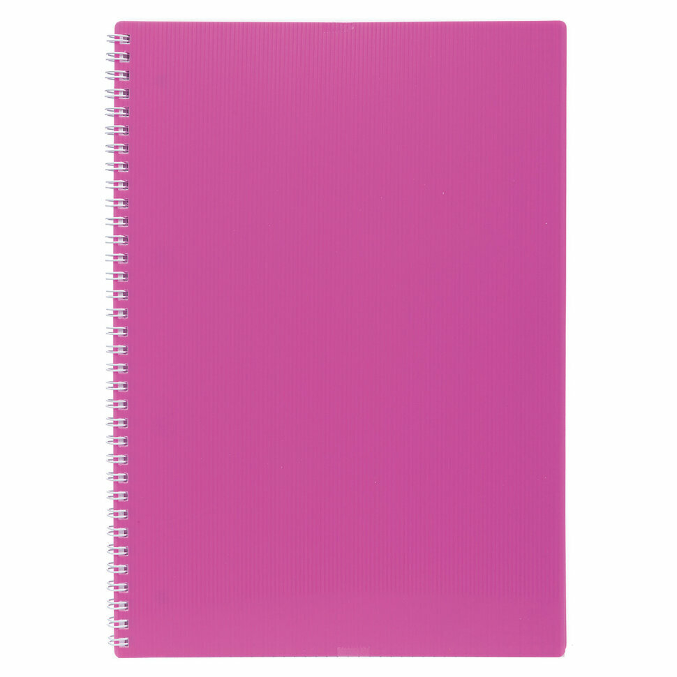 Тетрадь обложка пластик, А4, 80 л, гребень, клетка, HATBER, "LINE NEON" Розовая, 081545, 80Т4В1гр_03033, 405494