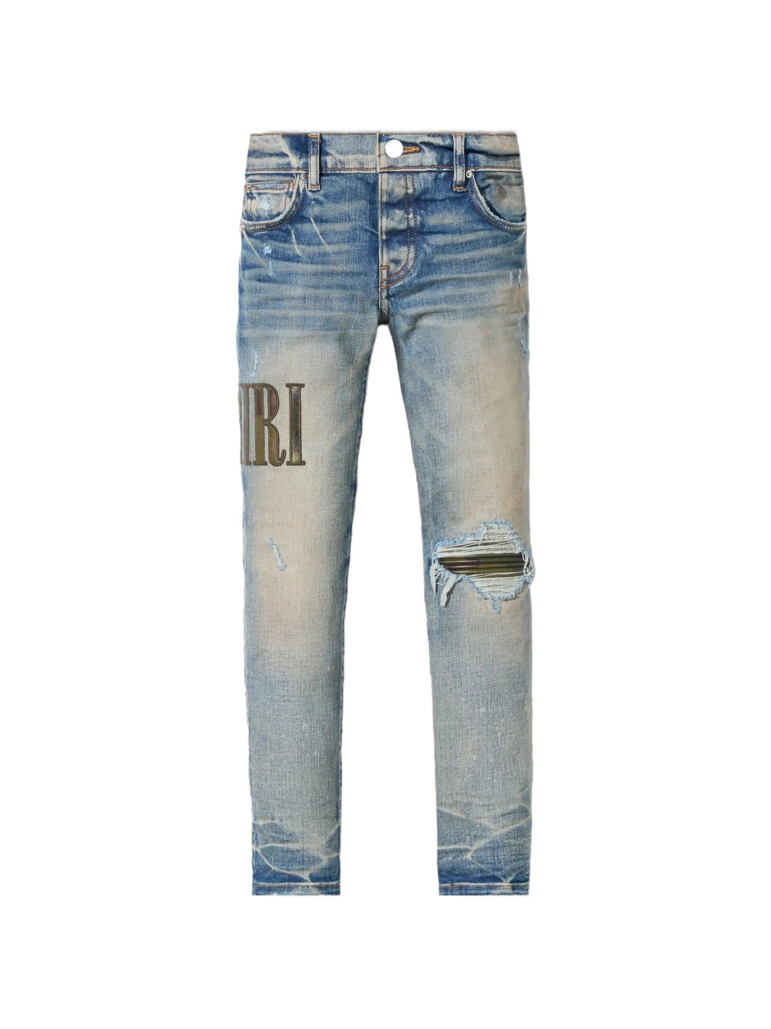 Джинсы Camo-appliqué distressed jeans