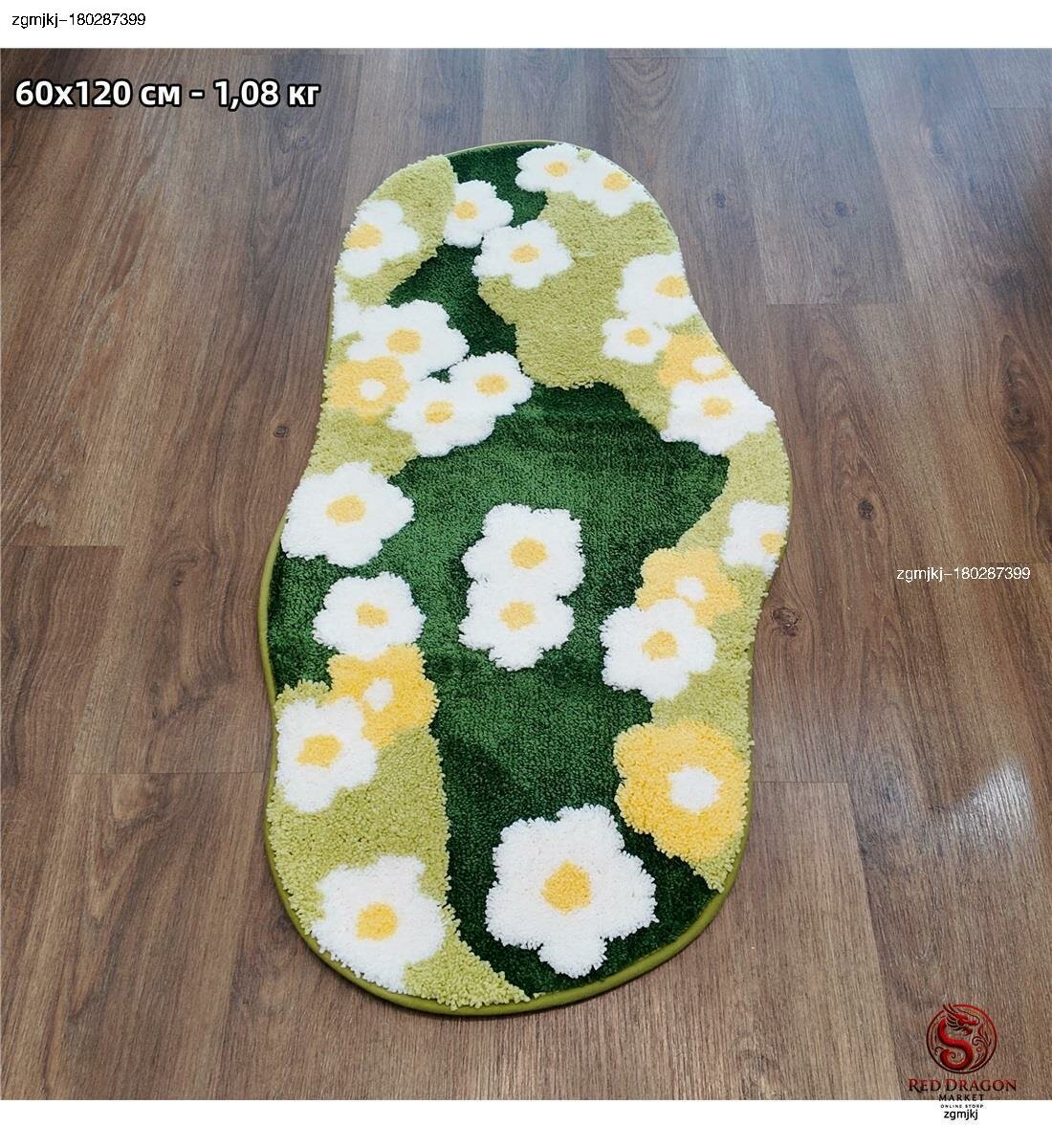 Мягкий противоскользящий флокированный коврик 60x120cm / 3D плюшевый напольный коврик