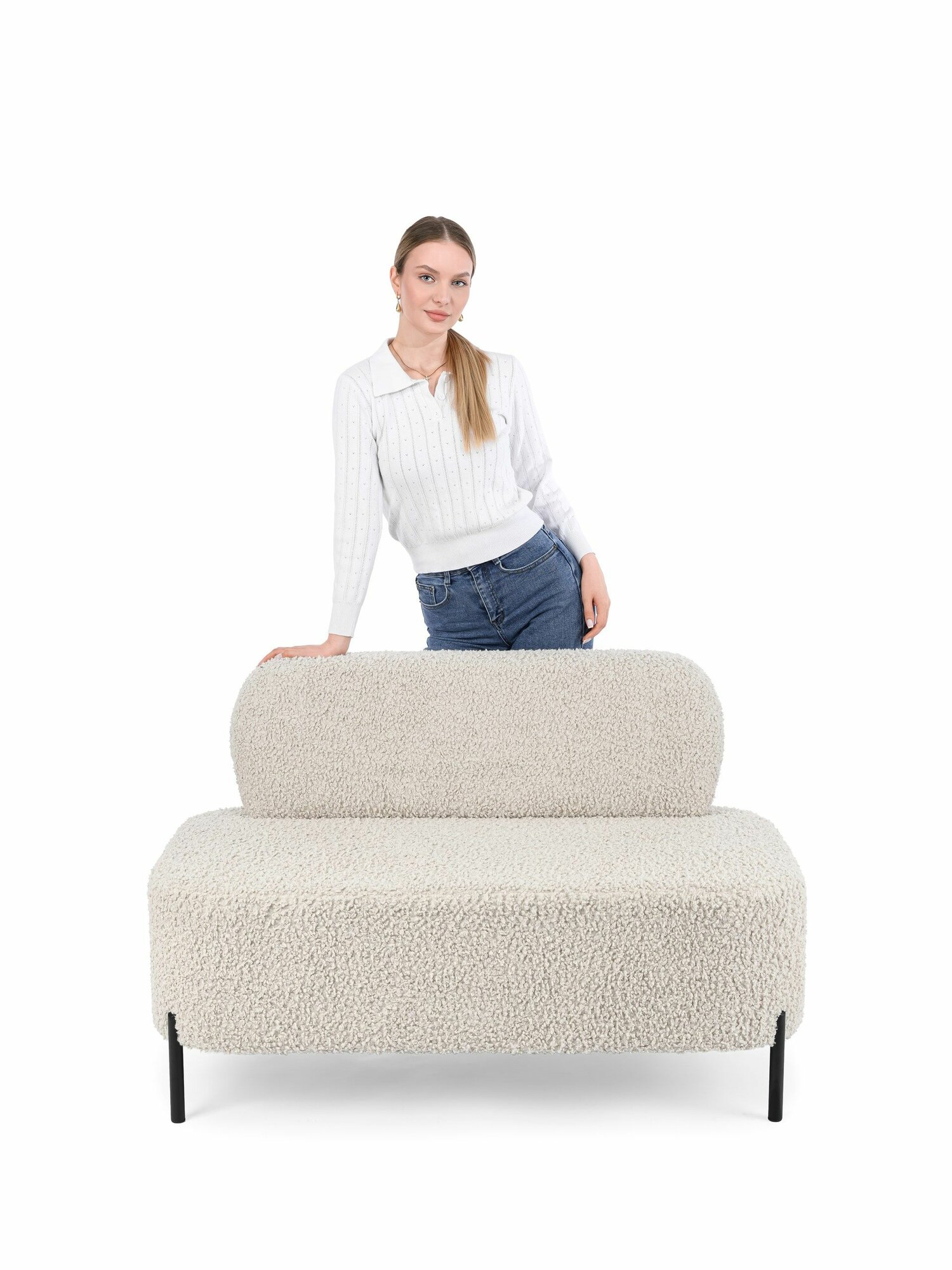 Диван KamicoHome Como, двухместный, прямой, искусственный мех, 118х62х77 см