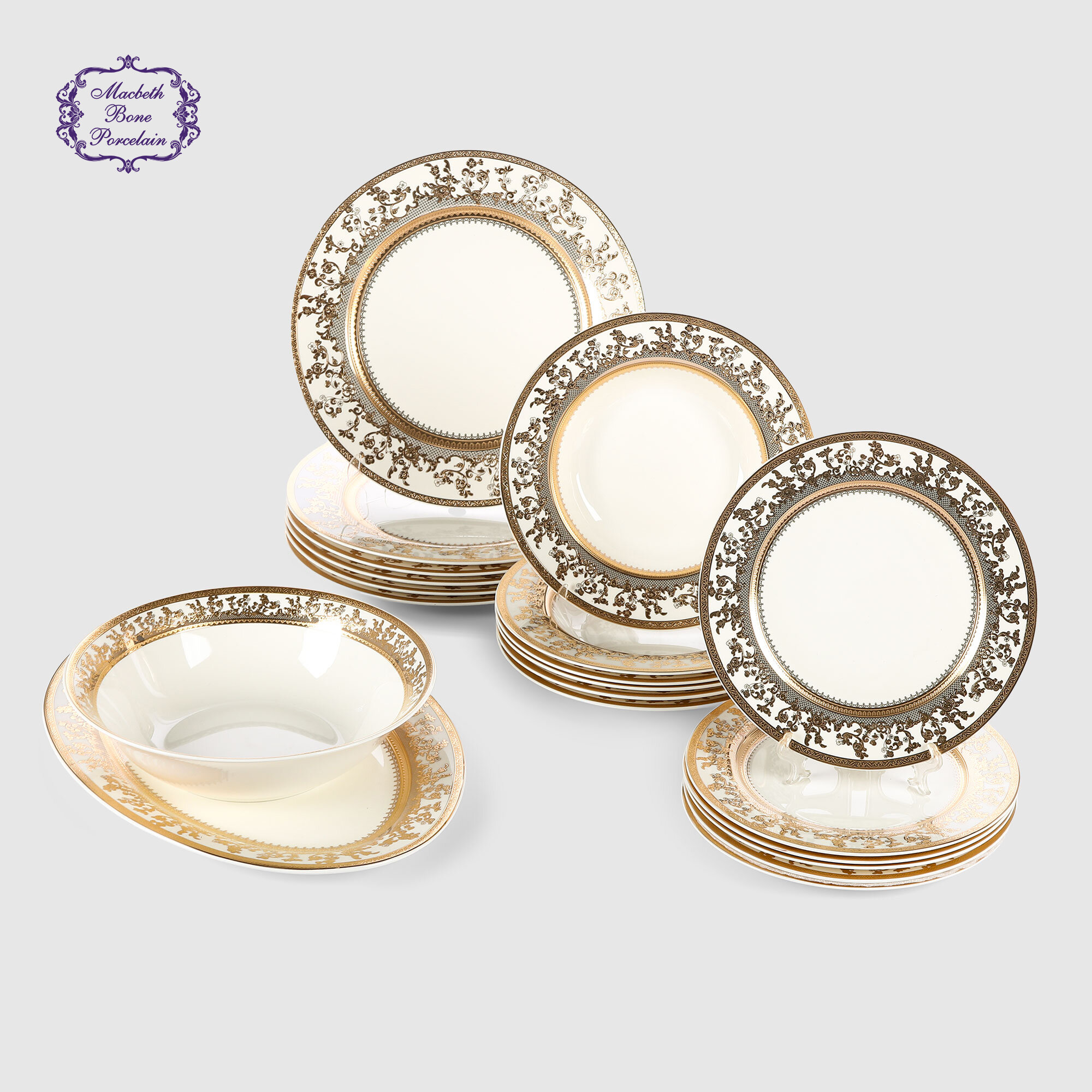 Набор посуды столовый на 6 персон Macbeth bone porcelain Versailles 20 предметов