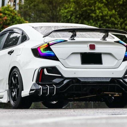 Задний фонарь в сборе для Honda Civic 10, LED RGB, черный корпус (2016-2021),2 шт(левая+правая)