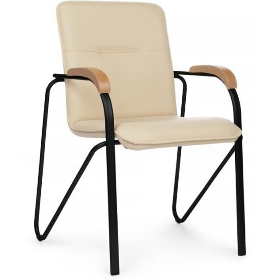 Стул Riva Chair Самба с деревянными подлокотниками SMB-02 Бежевый/Металл Черный