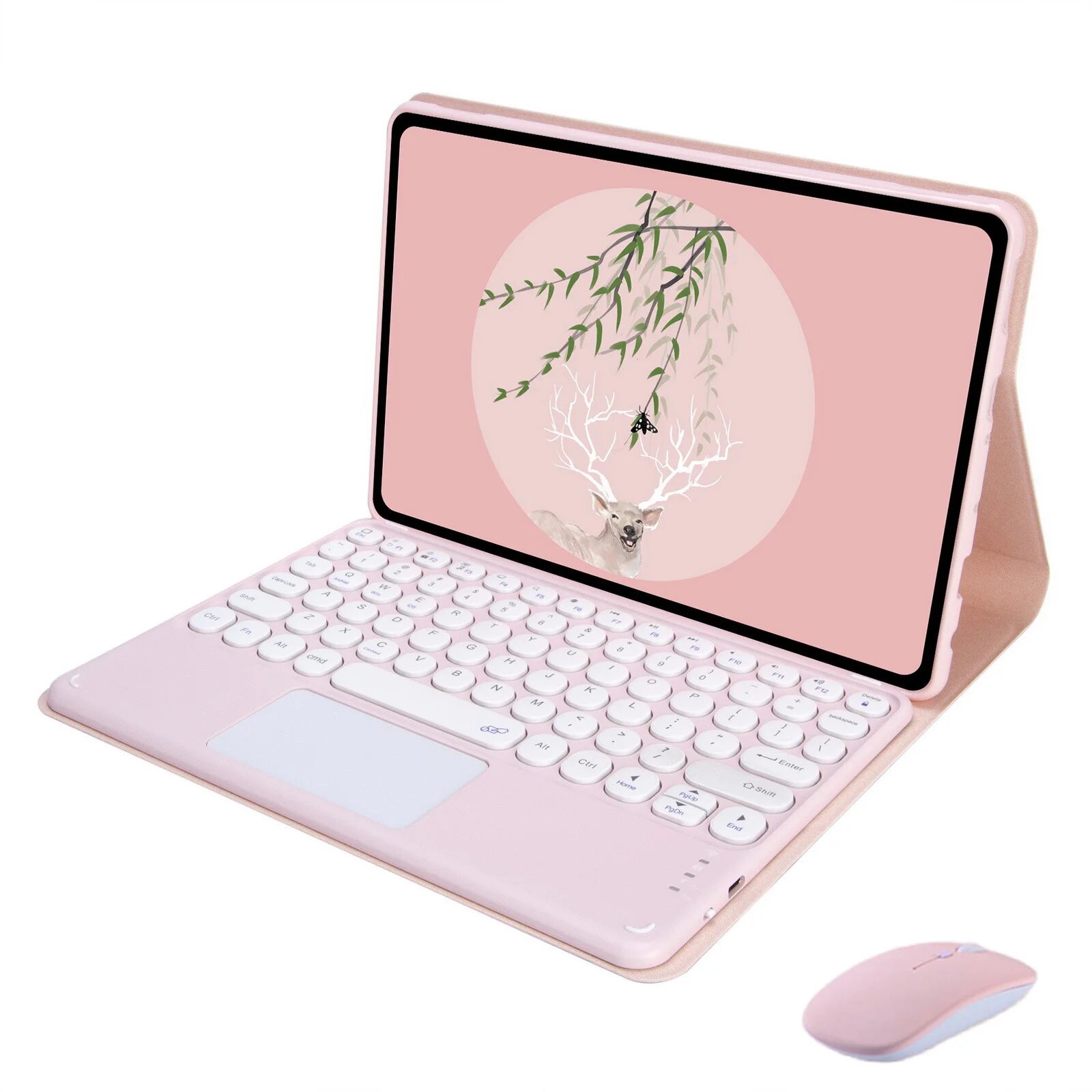 Беспроводная клавиатура с чехлом для Xiaomi Mipad 5 Hebrew Keyboard, Pink Touch 02