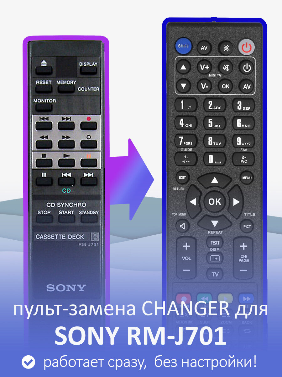 Пульт-замена для SONY RM-J701