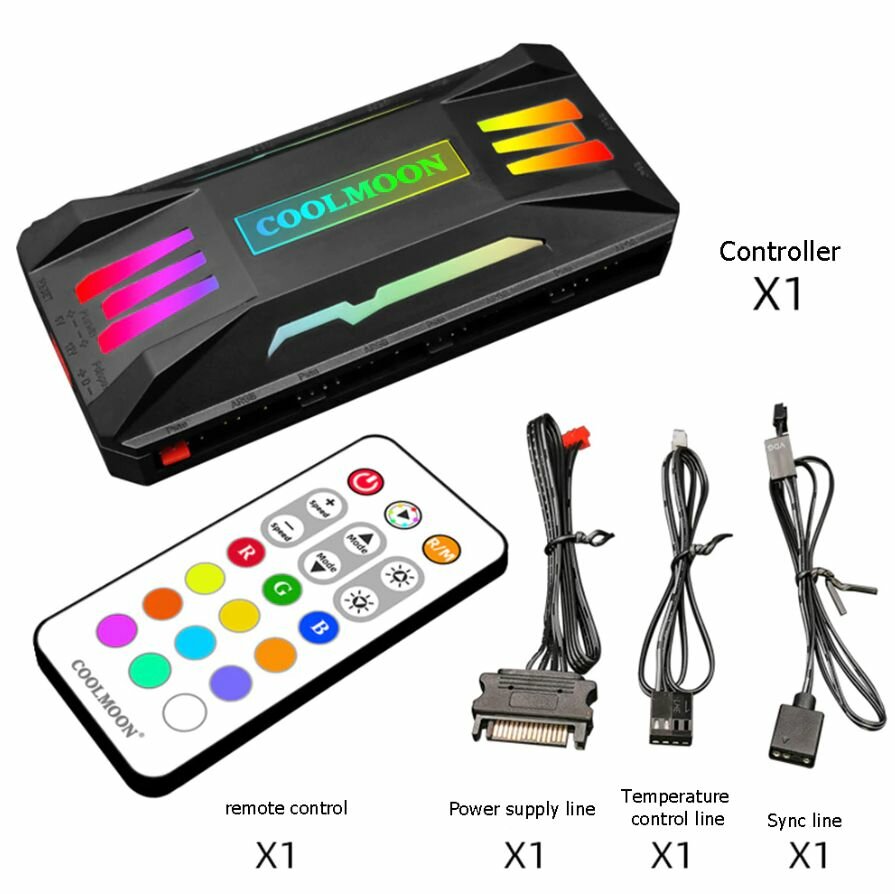Хаб контроллер A-RGB подсветки и PWM Coolmoon с пультом дистанционного управления черный