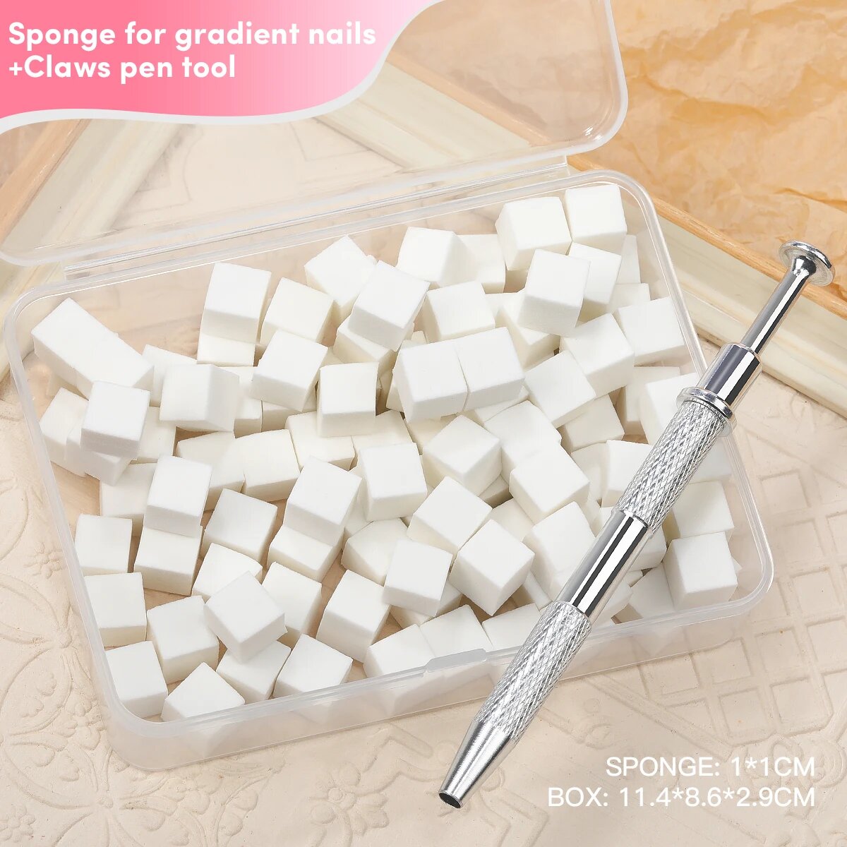 Набор квадратных губок для нейл-арта, 100 шт, белые White Sponge Set