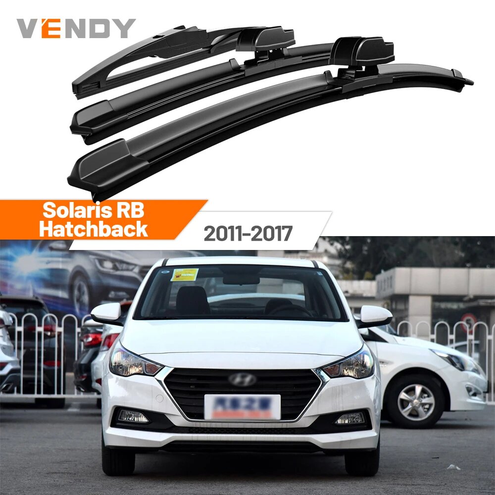 Для Hyundai Solaris RB хэтчбек 2011-2017 (2012, 2013, 2014, 2015, 2016) — Комплект передних и задних щеток стеклоочистителя