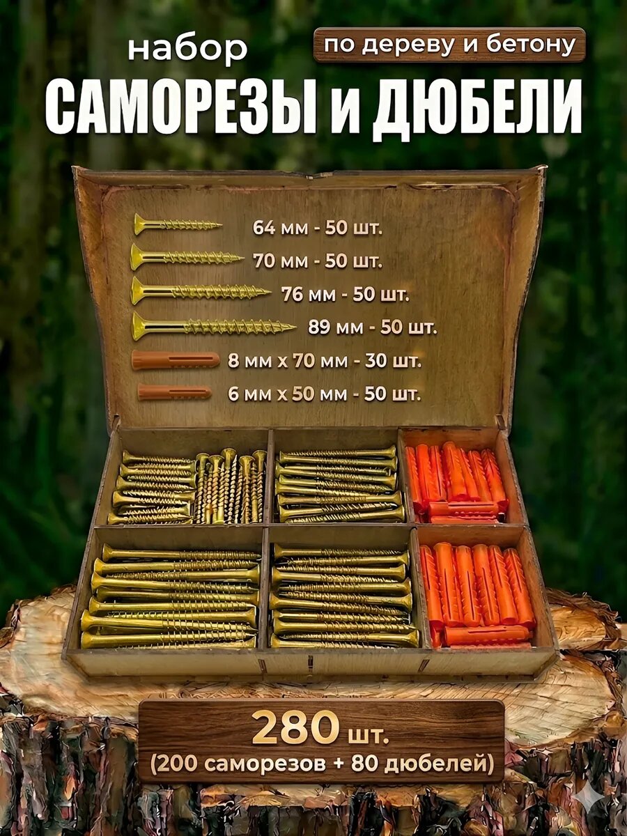 Саморезы MiKs, для дерева/гипсокартона/пластика, в коробке 100 шт