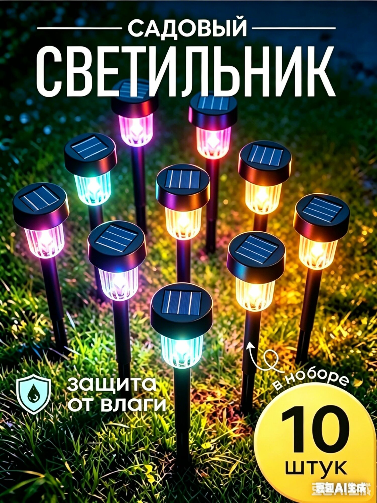 Уличный солнечный светильник 1,2 Вт, грунтовой фонарь для сада, газона и ландшафтного освещения