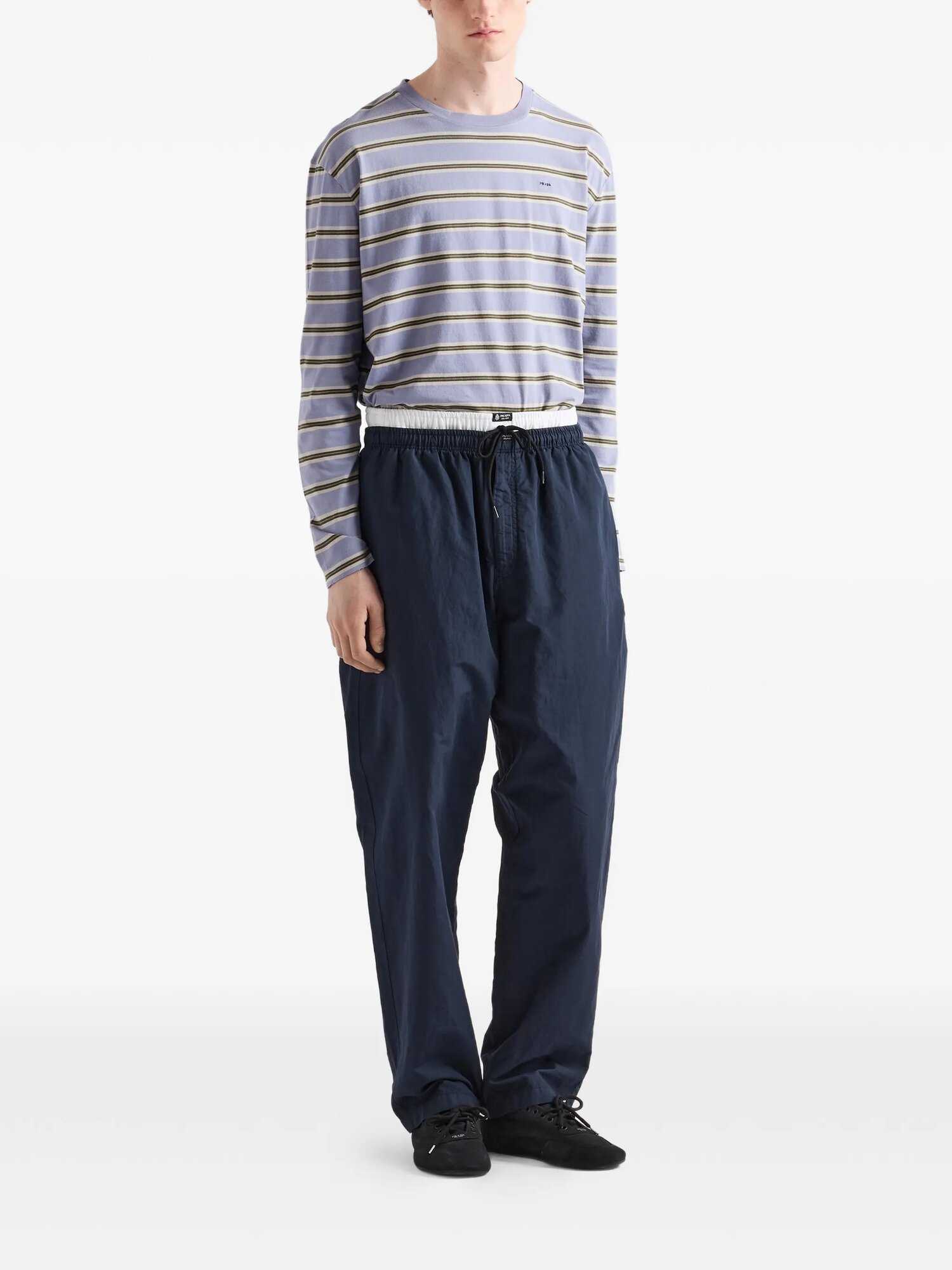 Брюки Prada Linen-blend pants, размер L, синий — фото 1