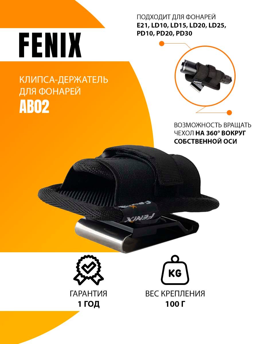 Клипса для фонарей Fenix AB02 крепление держатель черный AB02