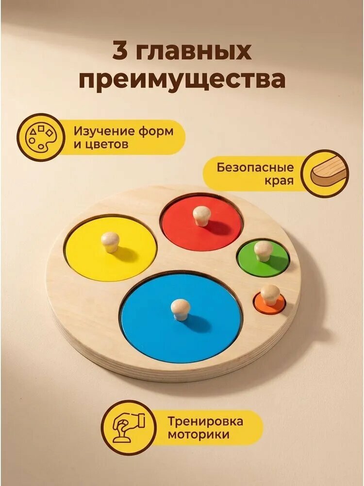 Деревянная игрушка Монтессори с геометрическими вкладышами 5 отверстия развивающая сортер игрушка