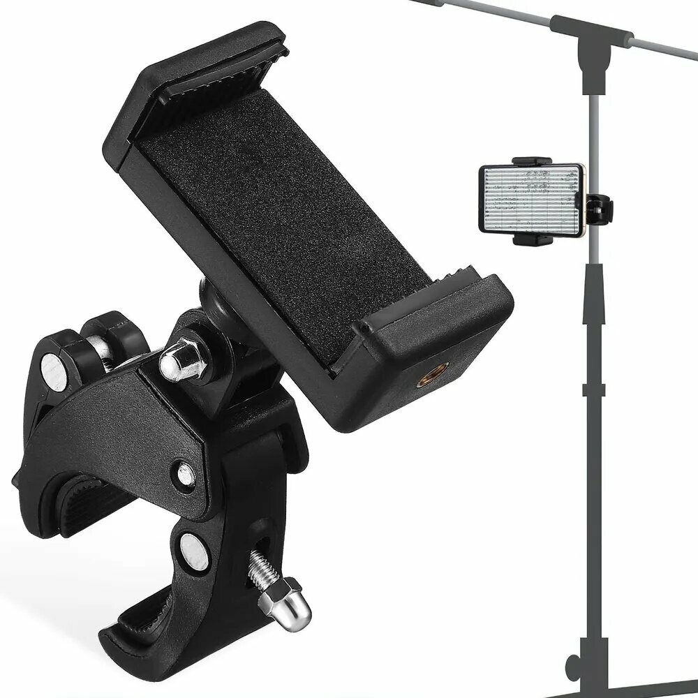 Микрофонный зажим с поворотным креплением для смартфона, цвет черный