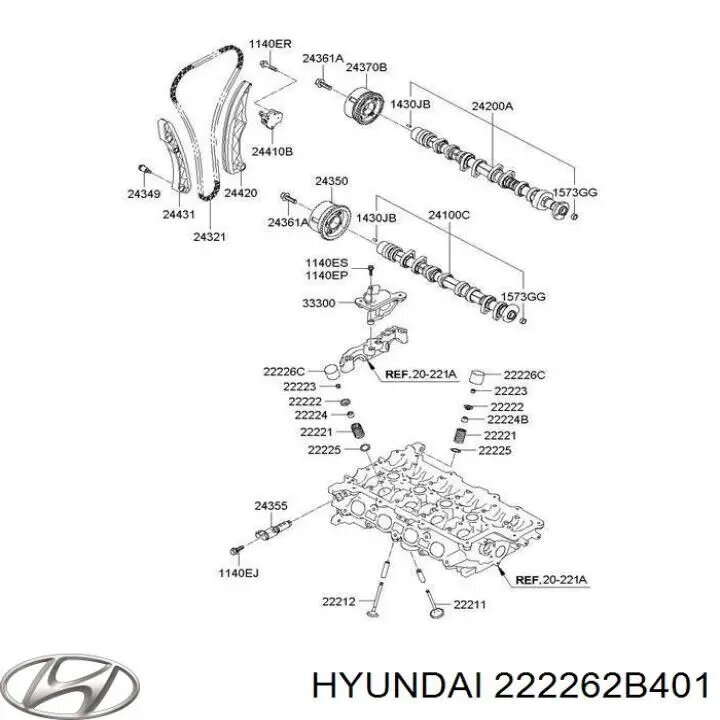 Толкатель клапана двигателя HYUNDAI/KIA 222262B414