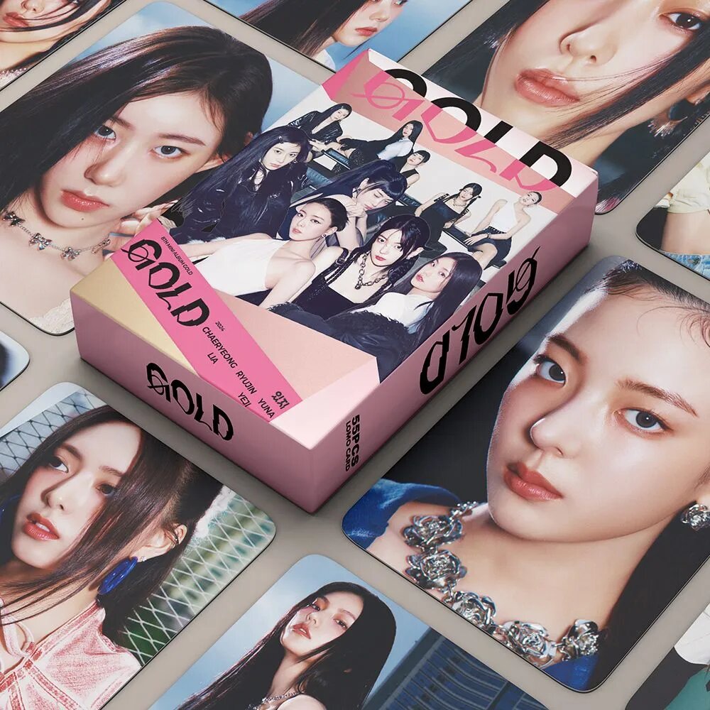 55 шт. ITZY LOMO Card GOLD Альбом 2024 Постер альбома Для поклонников K-POP Фото мини Поздравительная открытка