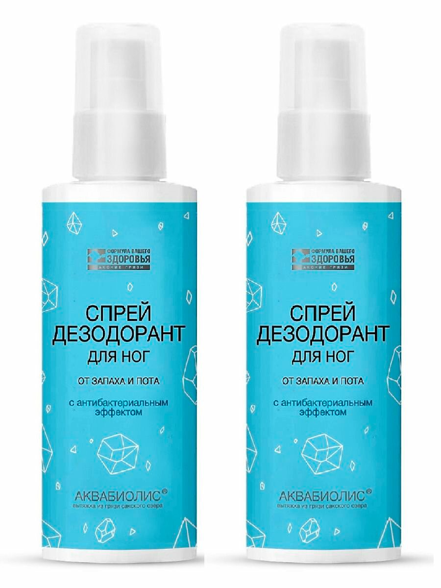 Спрей-дезодорант для ног "От запаха и пота с антибактериальным эффектом". Комплект 2 шт. по 100 мл.