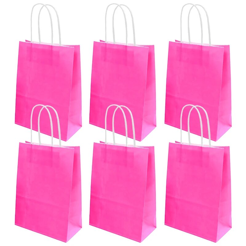 Розовые бумажные пакеты для подарков 6pcs Rosered