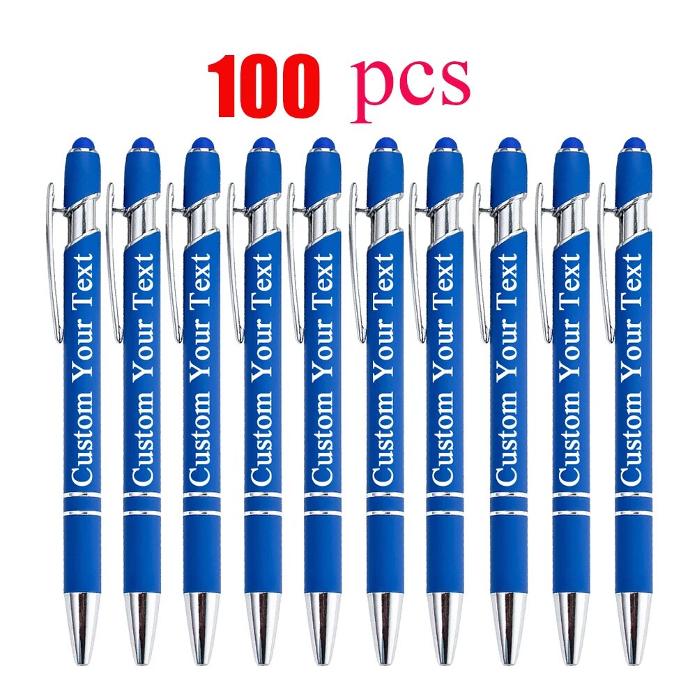 Металлическая шариковая ручка с именной гравировкой Синий, 100 pcs blue