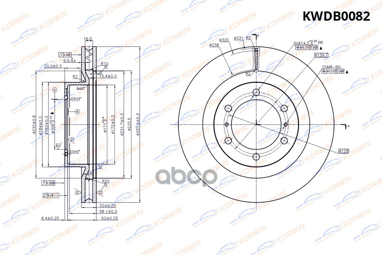 Диск с покрытием передний TOYOTA LAND CRUISER PRADO (J150) 10- KORWIN арт. KWDB0082