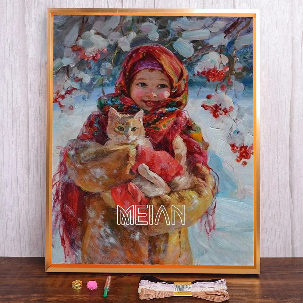 MEIAN Набор для вышивания,30x40CM, Чистый холст с сеткой,14CT
