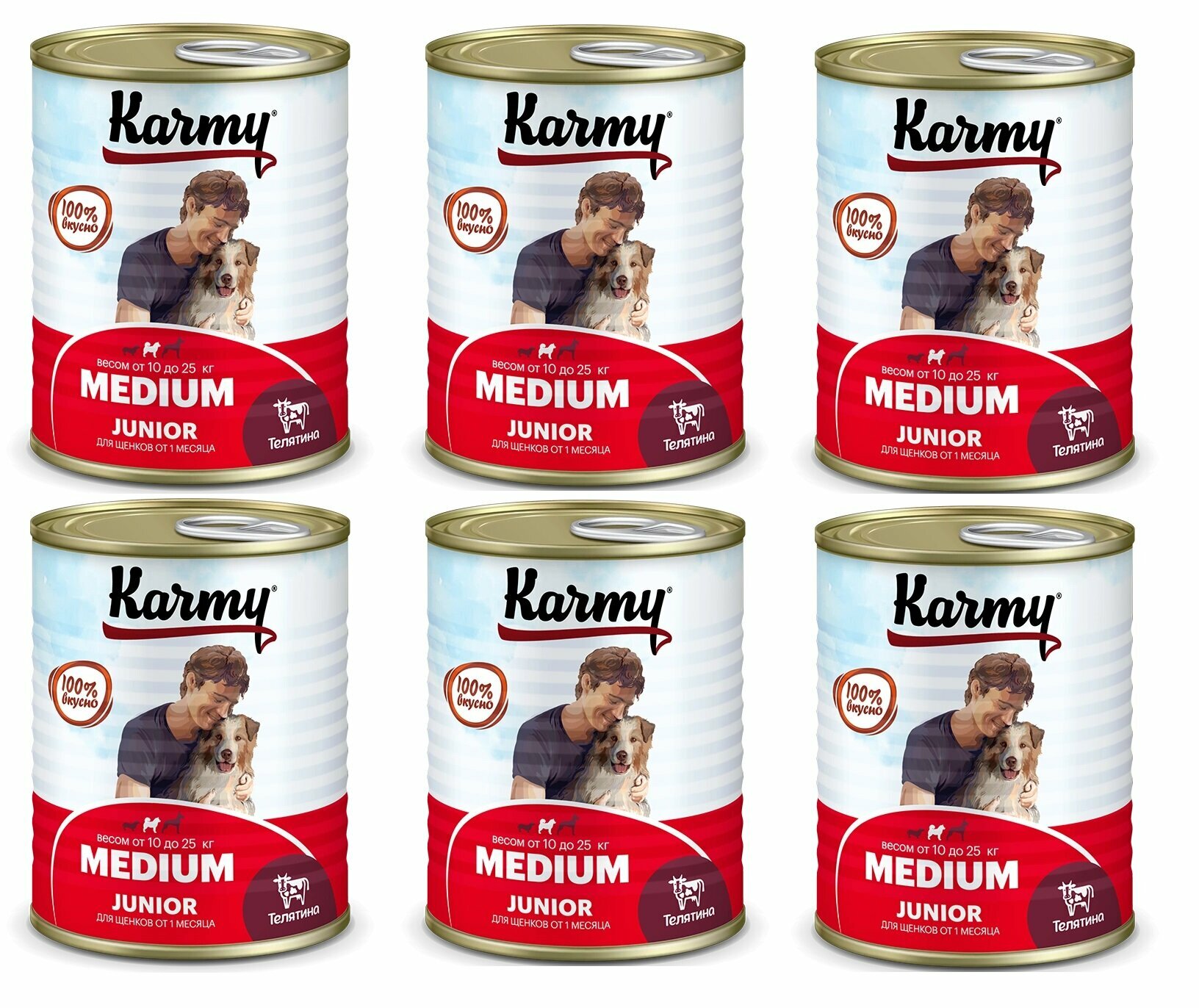 Консервы Карми для щенков Medium Junior средних пород Телятина 340г 6шт
