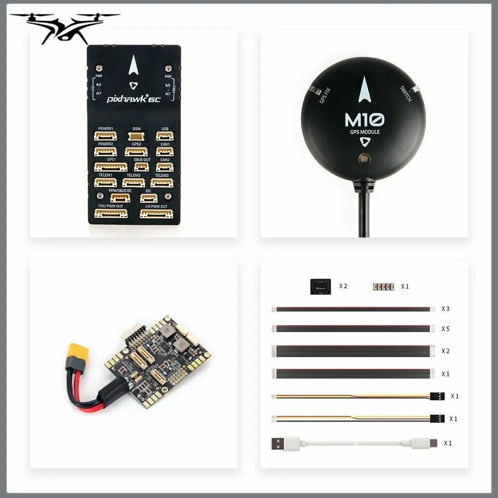 Полетный контроллер Pixhawk 6C с PM02 и M9N GPS, STM32H743, для радиоуправляемых моделей Пластиковая оболочка